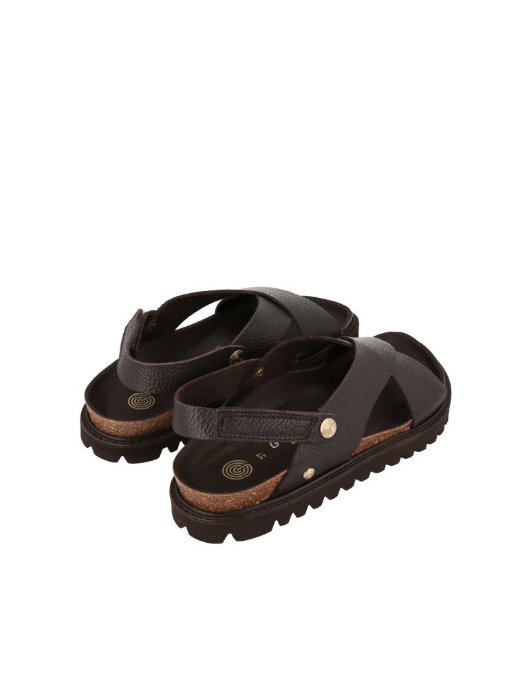 Sandales en cuir certifié | marron foncé "fibonacci leather testa" femme