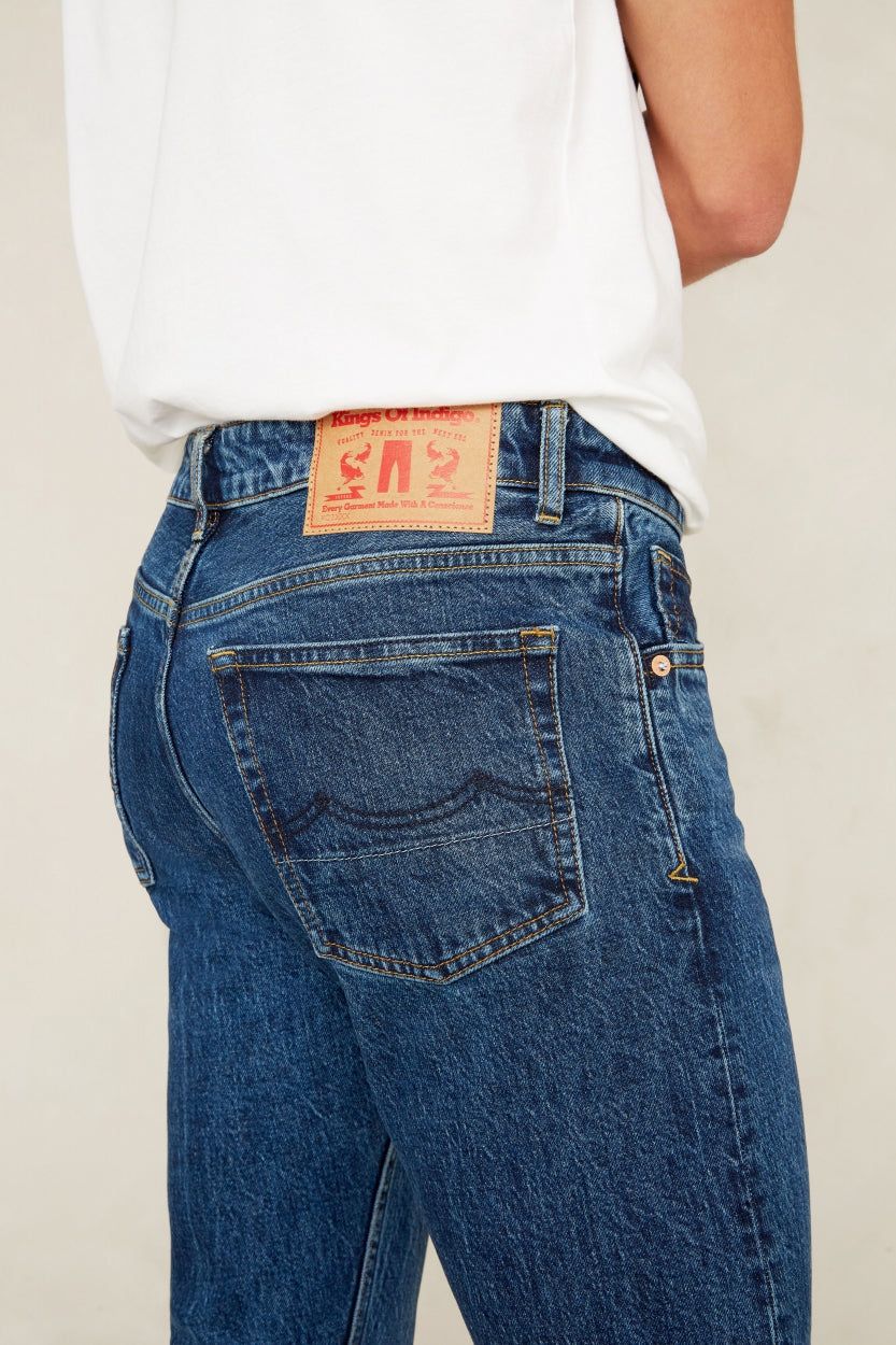 Jean slim en coton bio et recyclé | bleu "john xavier mid used" homme