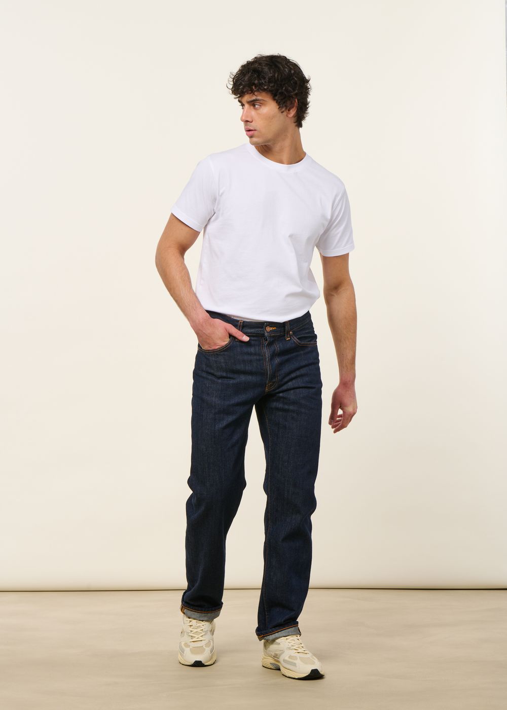 Jean droit large en coton bio brut "rad rufus blue one wash" Blue-one ...
