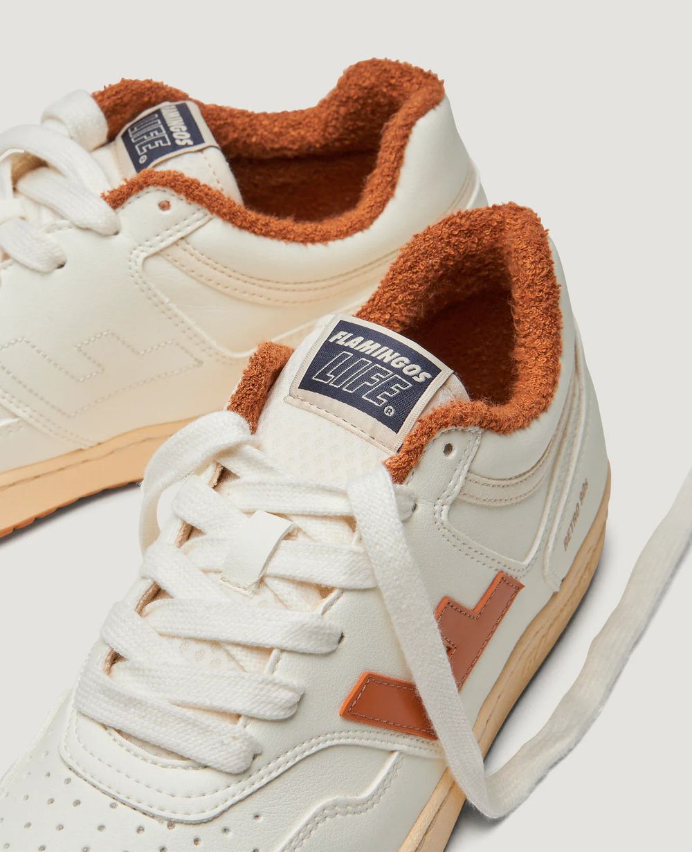 Baskets vegan en recyclé | écru et orange "retro 90s pearl vanilla ...