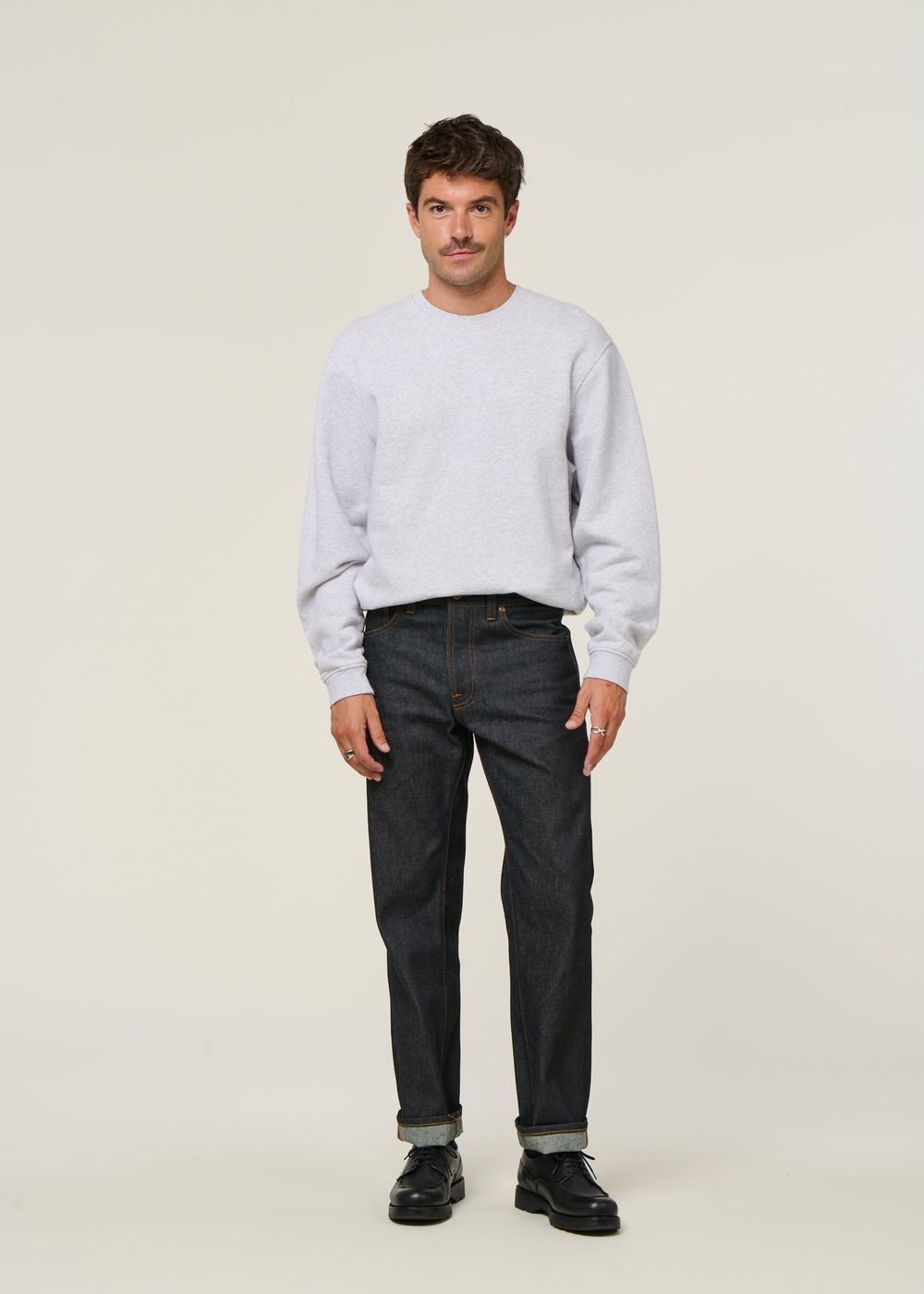 Jean droit large en coton bio | bleu brut "rad rufus dry heavy" homme