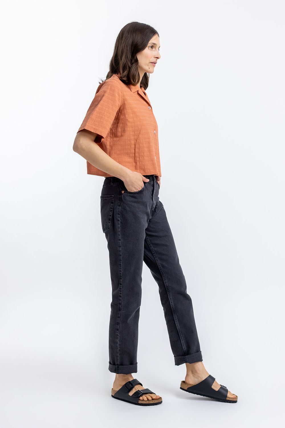 Chemiser court orange en coton bio - cropped bowling melon femme - Rotholz