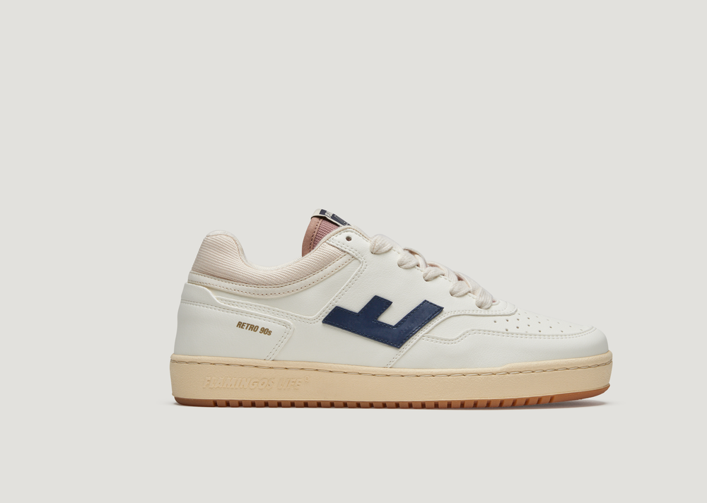 Baskets vegan en recyclé | marine et caramel "retro 90s pearl navy ...